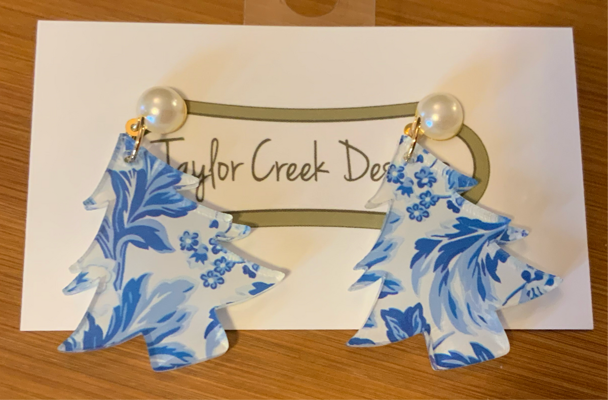 Toile Christmas Trees with Pearl Toppers – Taylor Creek Designs