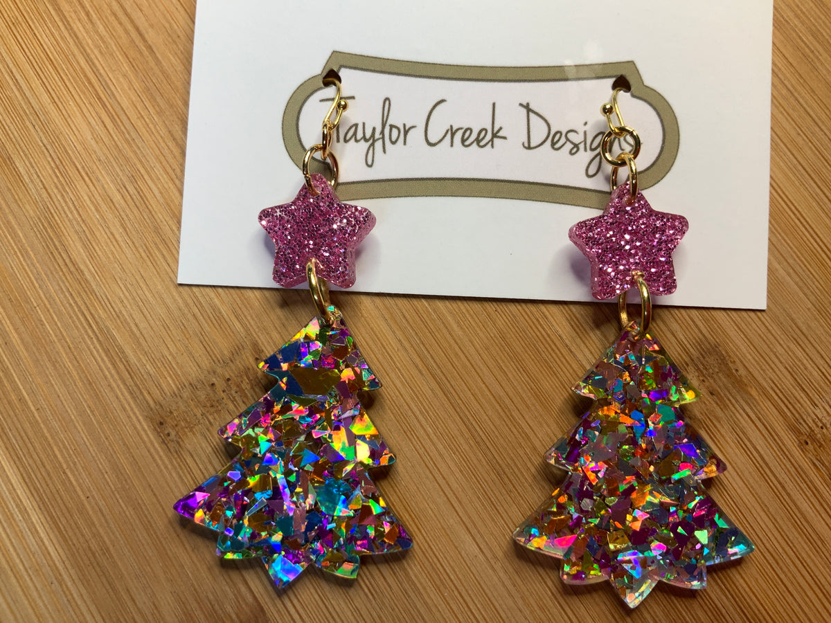 Disco Trees with Pink Star Toppers – Taylor Creek Designs